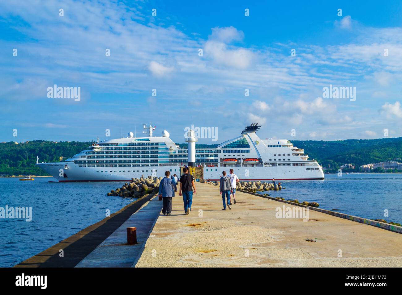 MV Seabourn Odyssey cruise ship leaves the port of Varna, Bulgaria ...