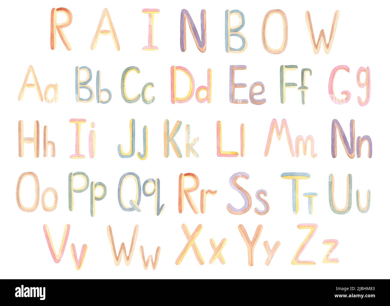 Watercolor Rainbow Alphabet clip art, ABC Poster, Kids Educational ...