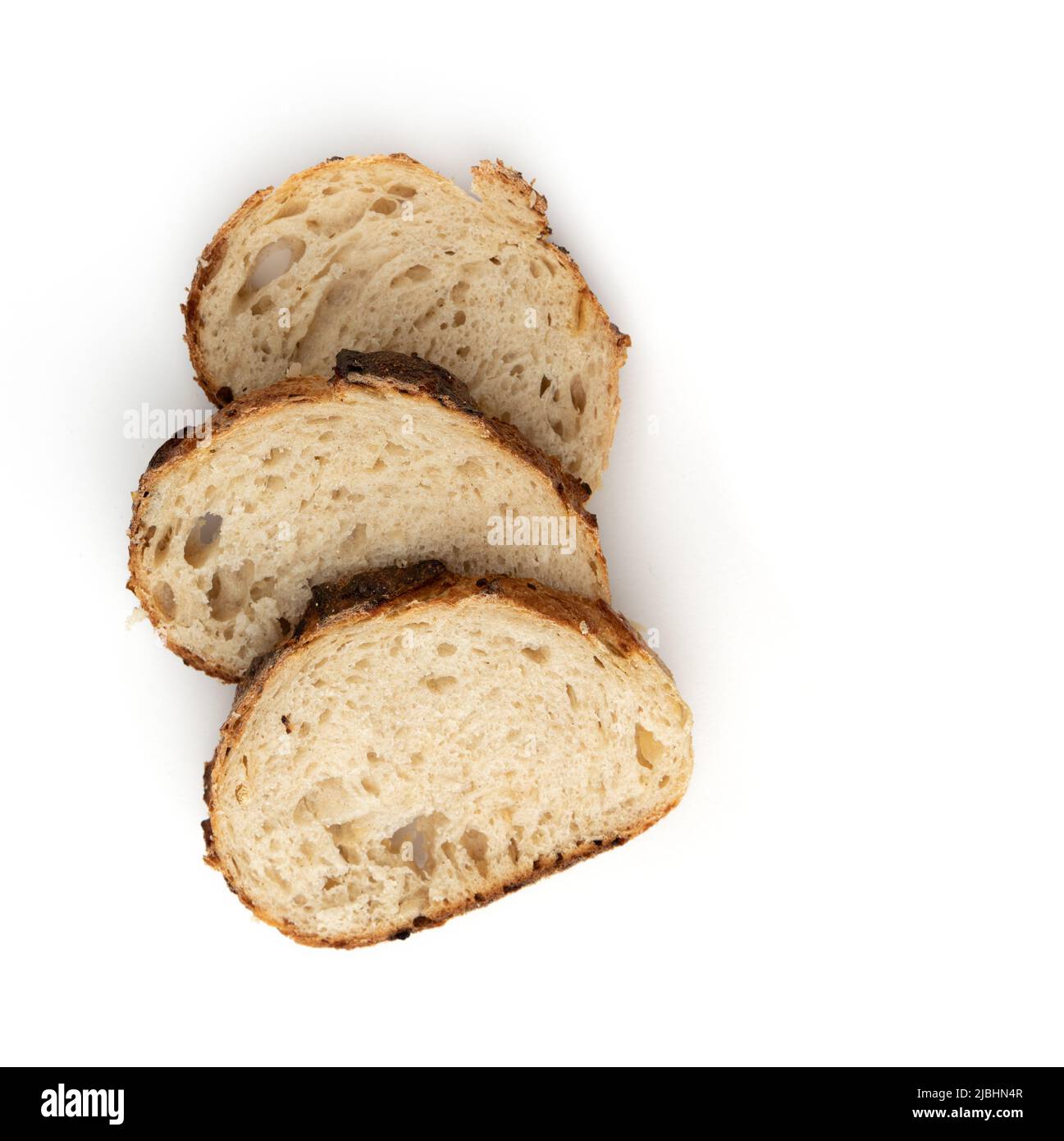 three slices wheat bread isolated on white background, fresh bread with ...