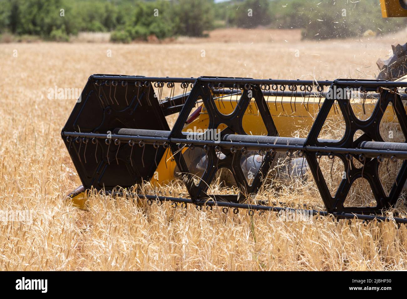Combine harvester harvesting barley fields Stock Photo - Alamy