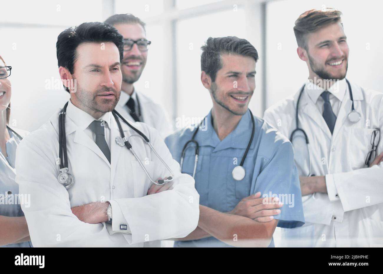 group of doctors looking at the desktop in the meeting room Stock Photo ...