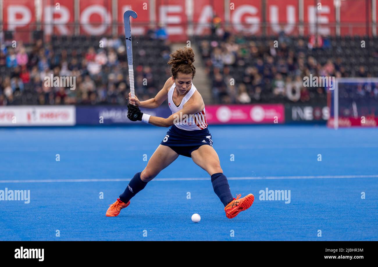England’s Anna Toman in action during the Women's FIH Hockey Pro League ...