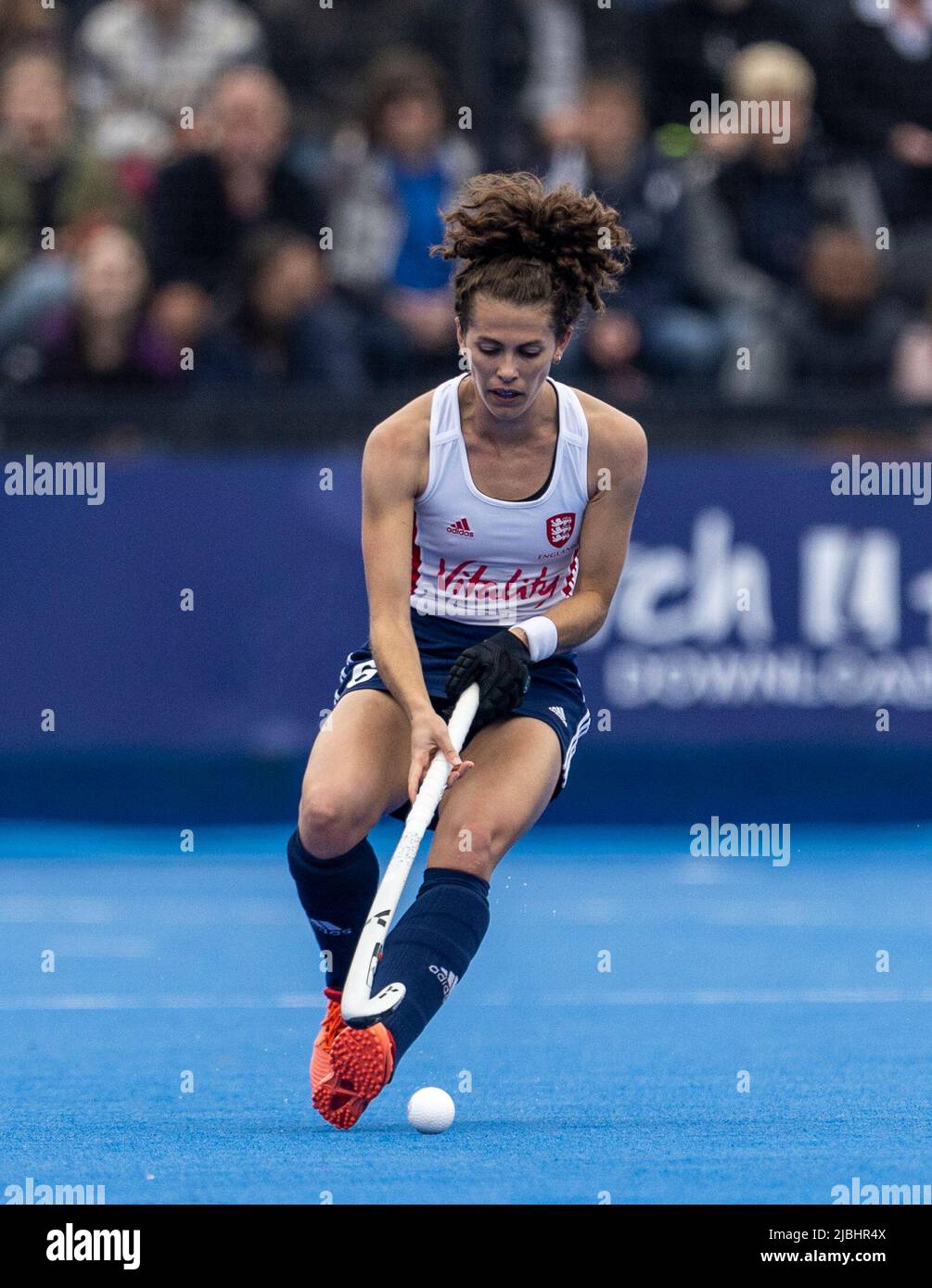 England’s Anna Toman in action during the Women's FIH Hockey Pro League ...