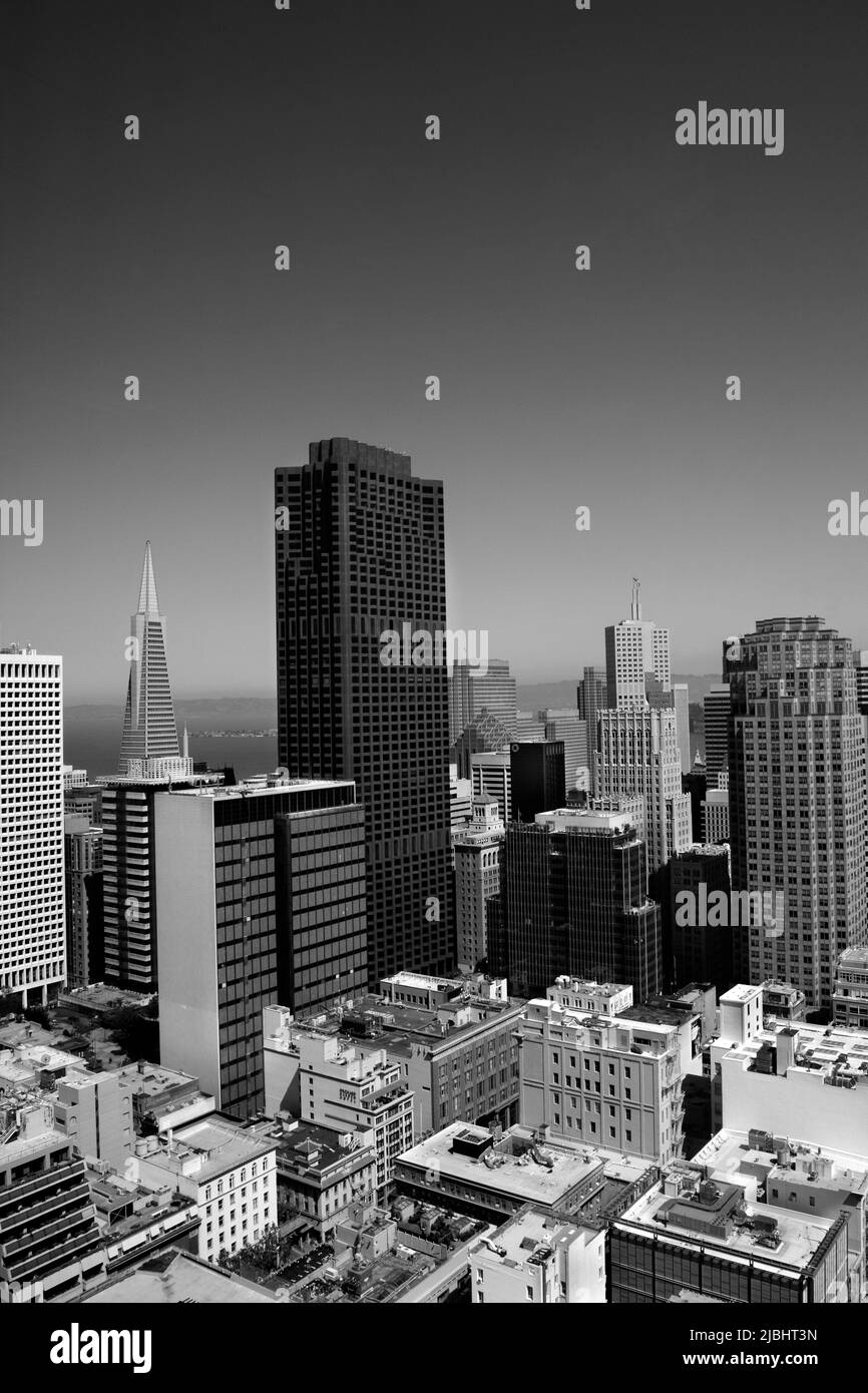 Skyscrapers in San Francisco, California, as seen from from a high-rise ...