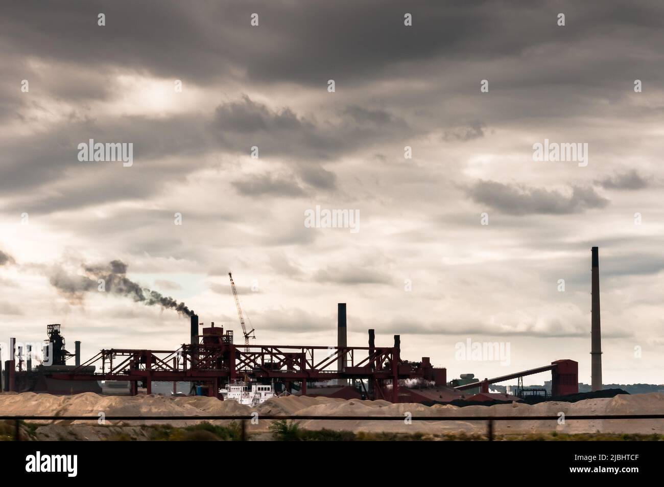 Industrial Chemical factory with smoke stack in Hamilton, Ontario ...