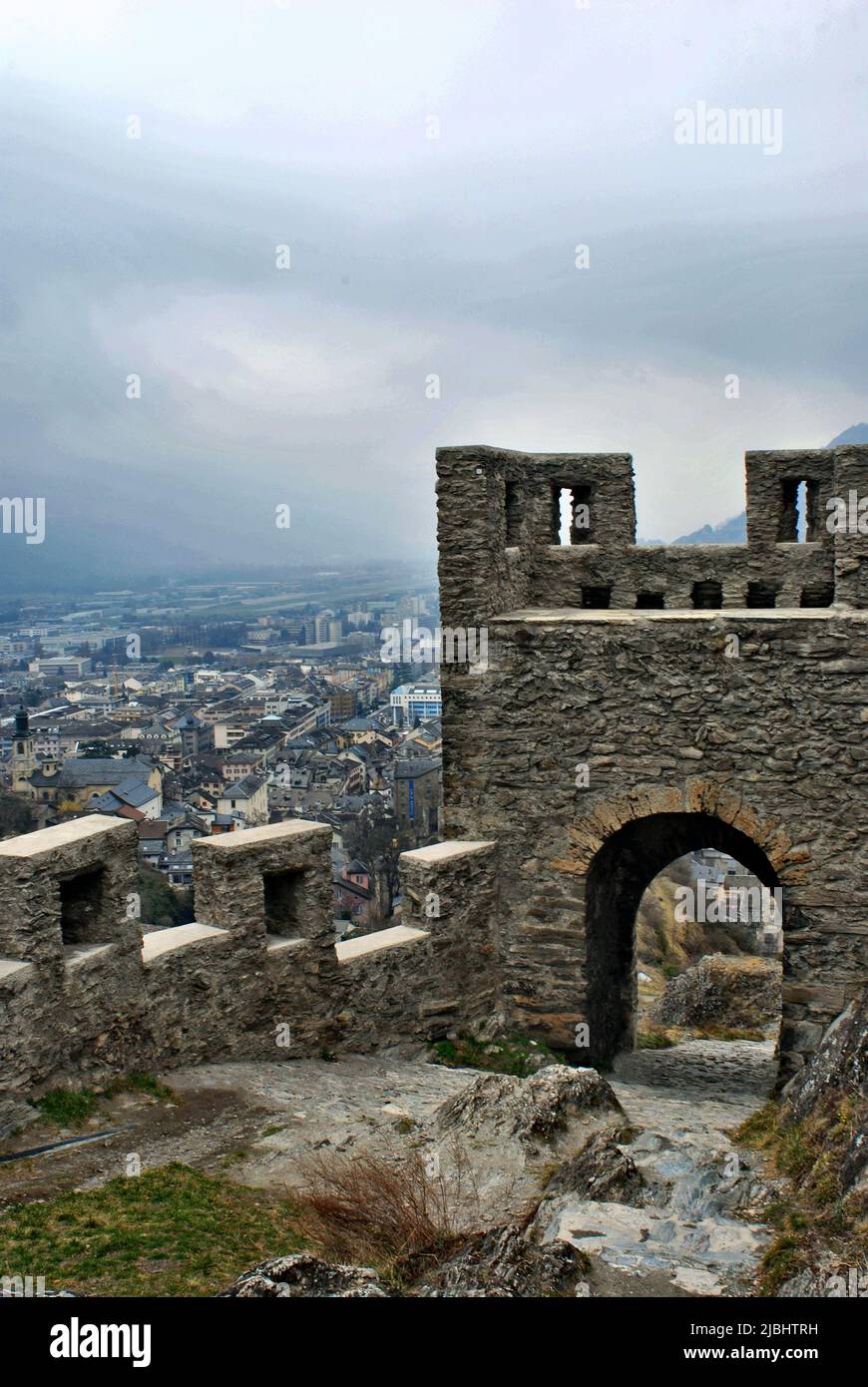 Restored medieval city of Sion Stock Photo - Alamy