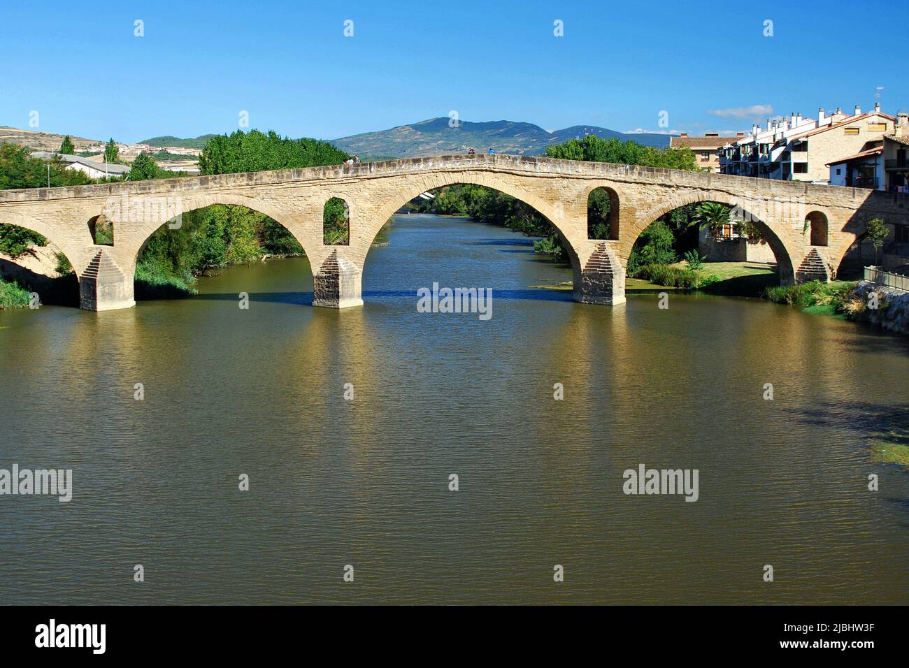 Romanesque bridge on the Saint James Way Stock Photo - Alamy