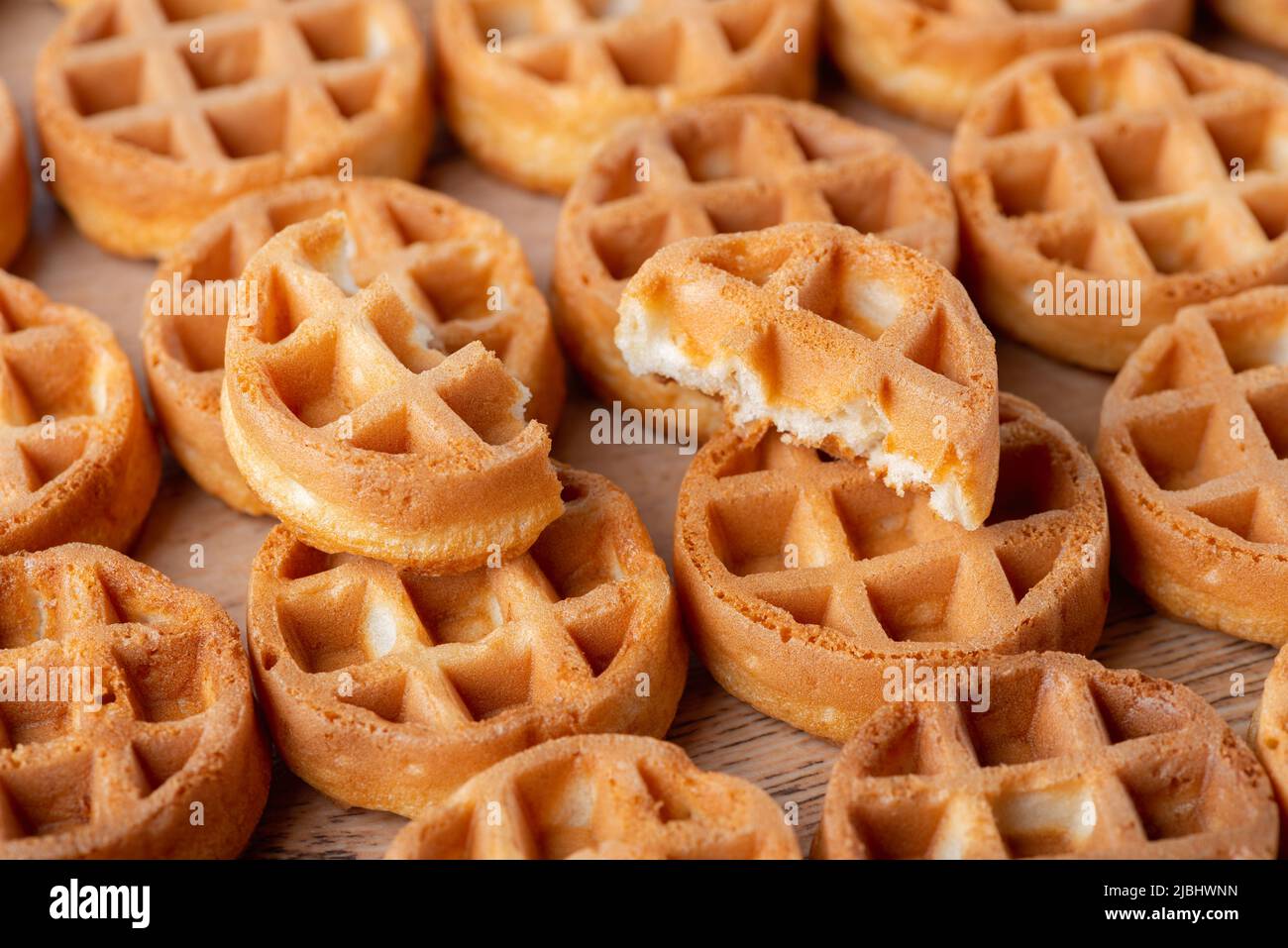 Background of fresh Belgian waffles Stock Photo - Alamy