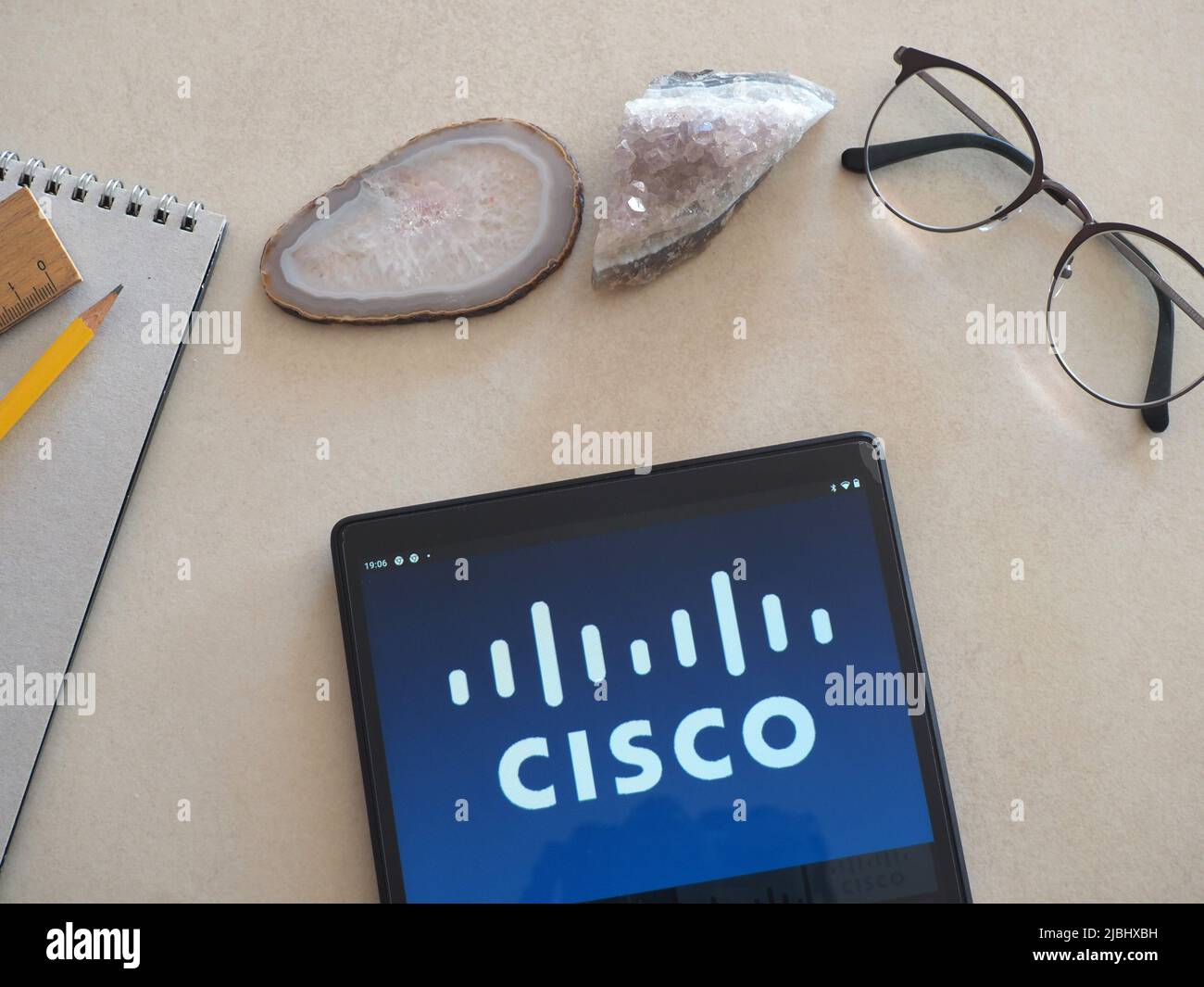 In this photo illustration Cisco Systems, Inc. logo seen displayed on a ...