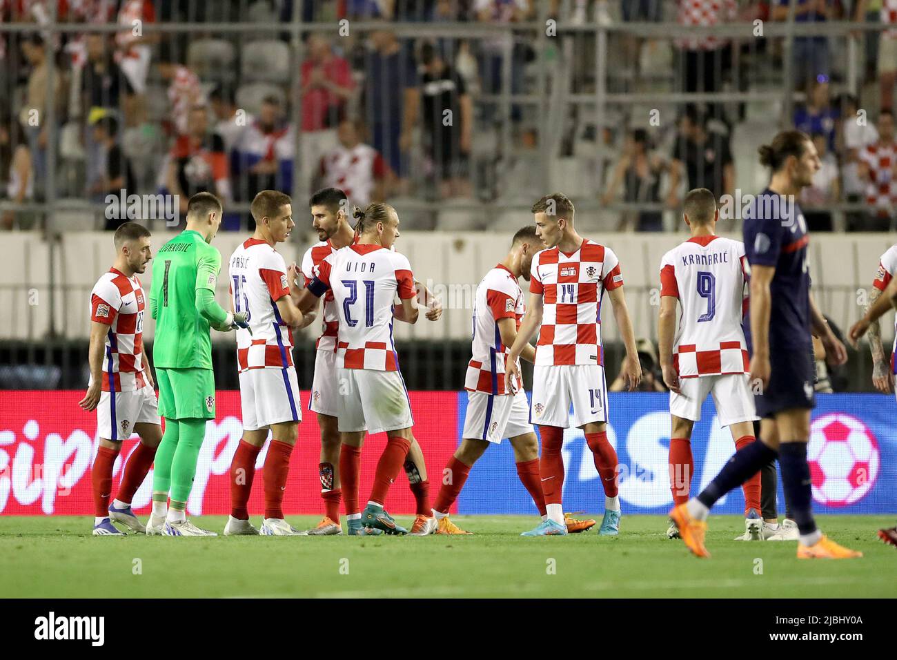 SPLIT, CROATIA - JUNE 06: Players of Croatia after the UEFA Nations ...