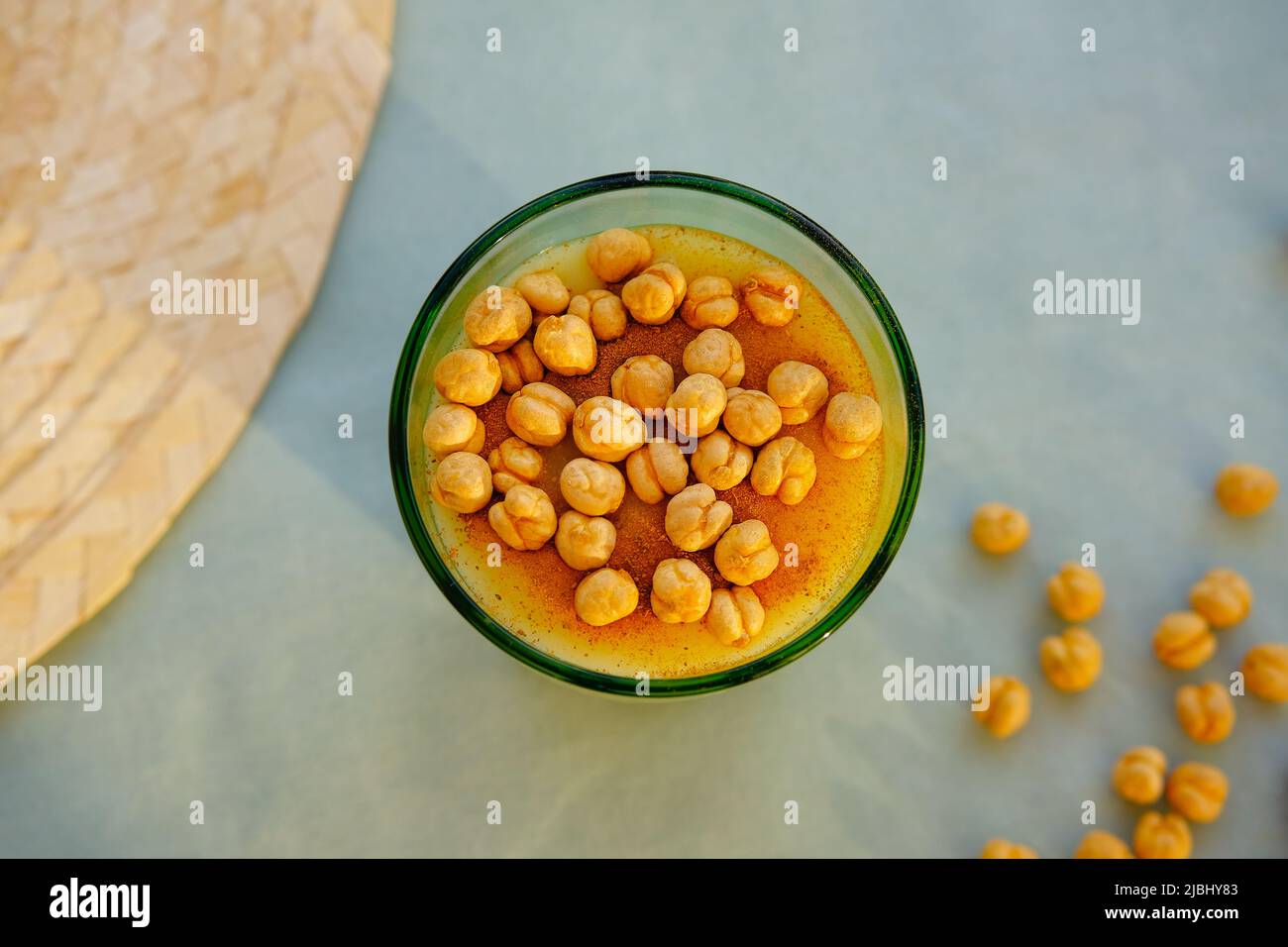 Boza or bosa, bozo, traditional Turkish beverage with leblebi. Malt ...