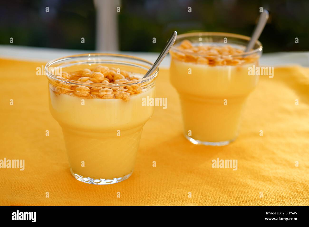 Boza or bosa, bozo, traditional Turkish beverage with leblebi. Malt ...