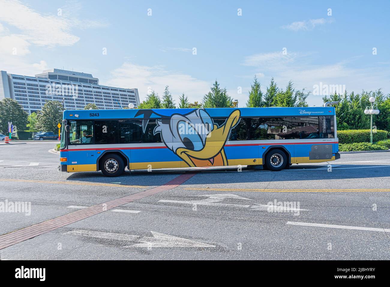 Disney Transport themed bus with Donald Duck used to transport guests ...