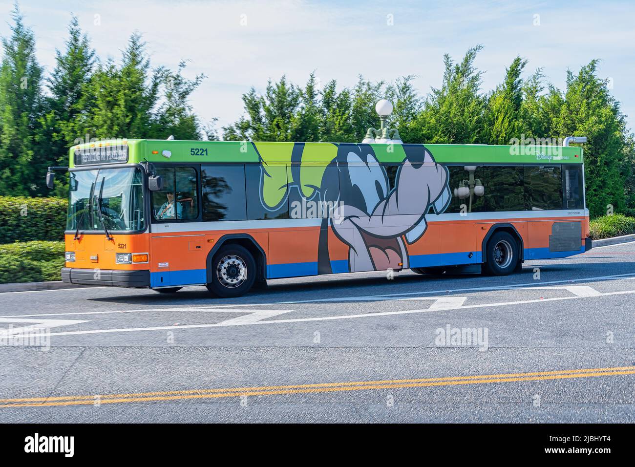 Disney Transport themed bus with Goofy used to transport guests around ...