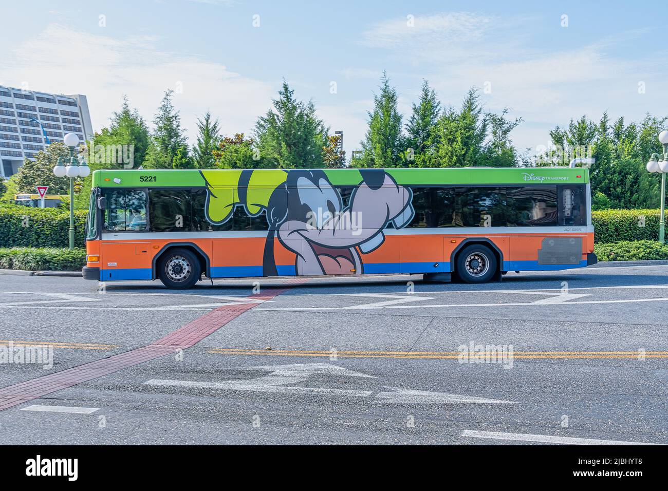 Disney Transport themed bus with Goofy used to transport guests around ...