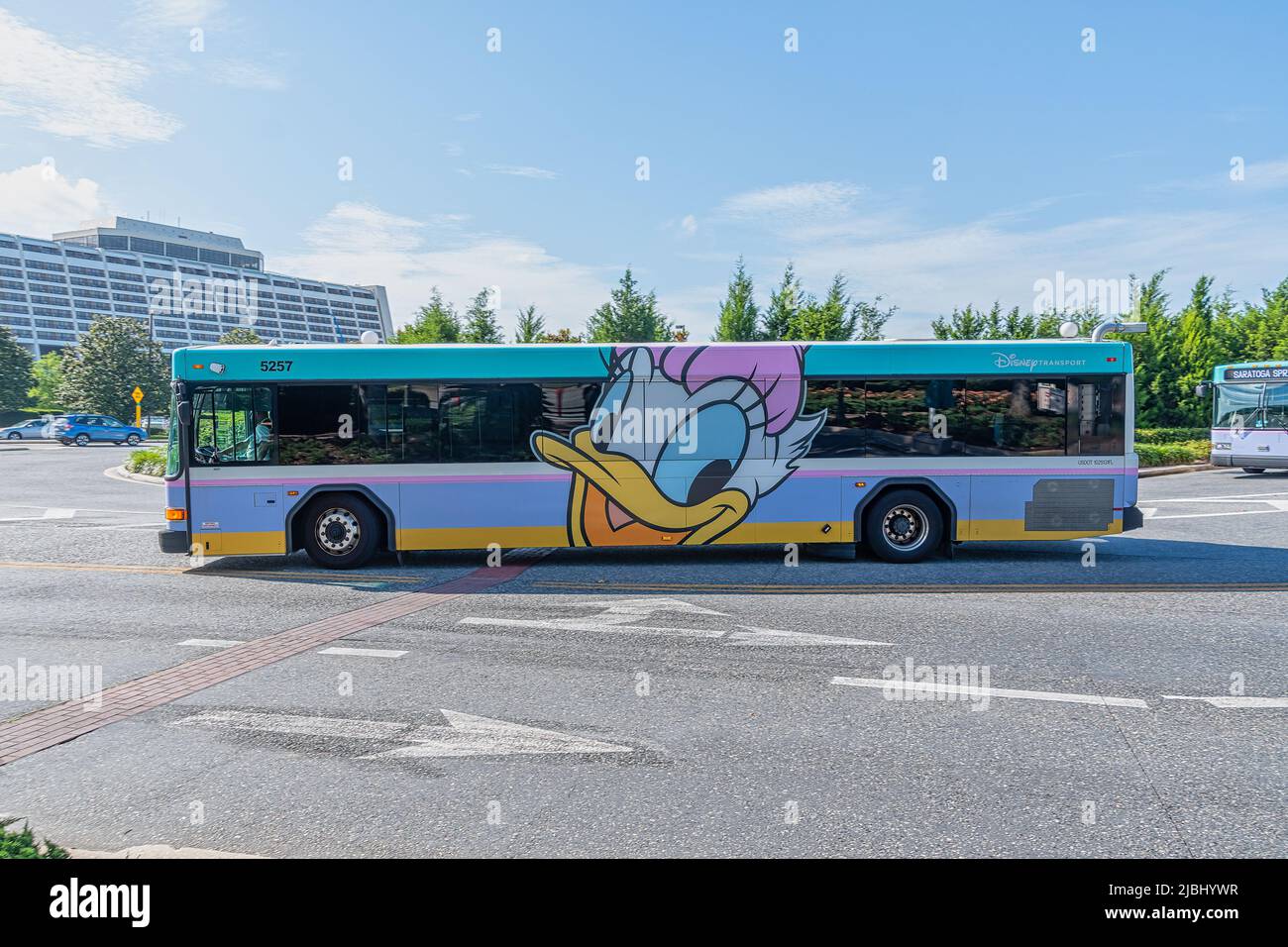 Disney Transport themed bus with Daisy Duck used to transport guests ...