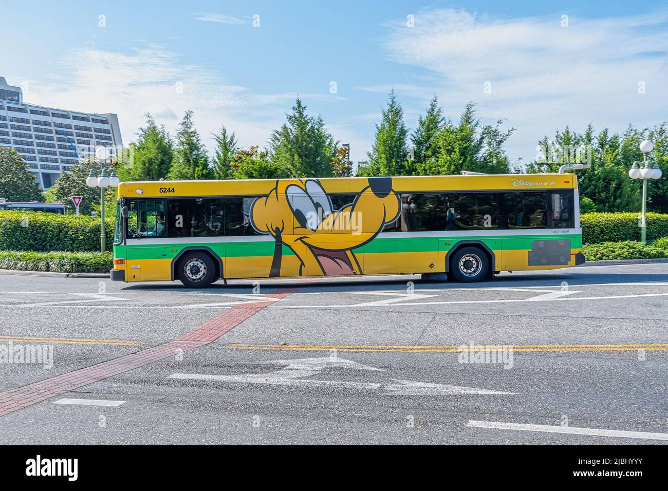 Disney Transport themed bus with Pluto used to transport guests around ...
