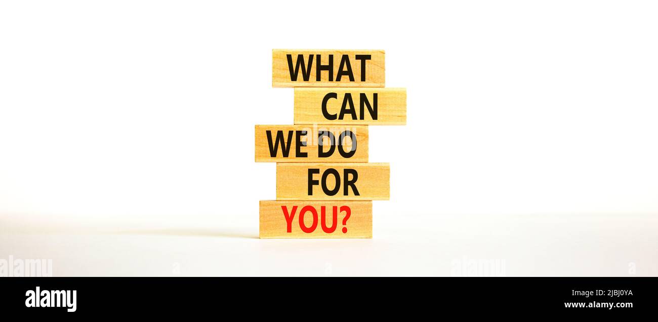 Support symbol. Concept words What can we do for you on wooden blocks ...