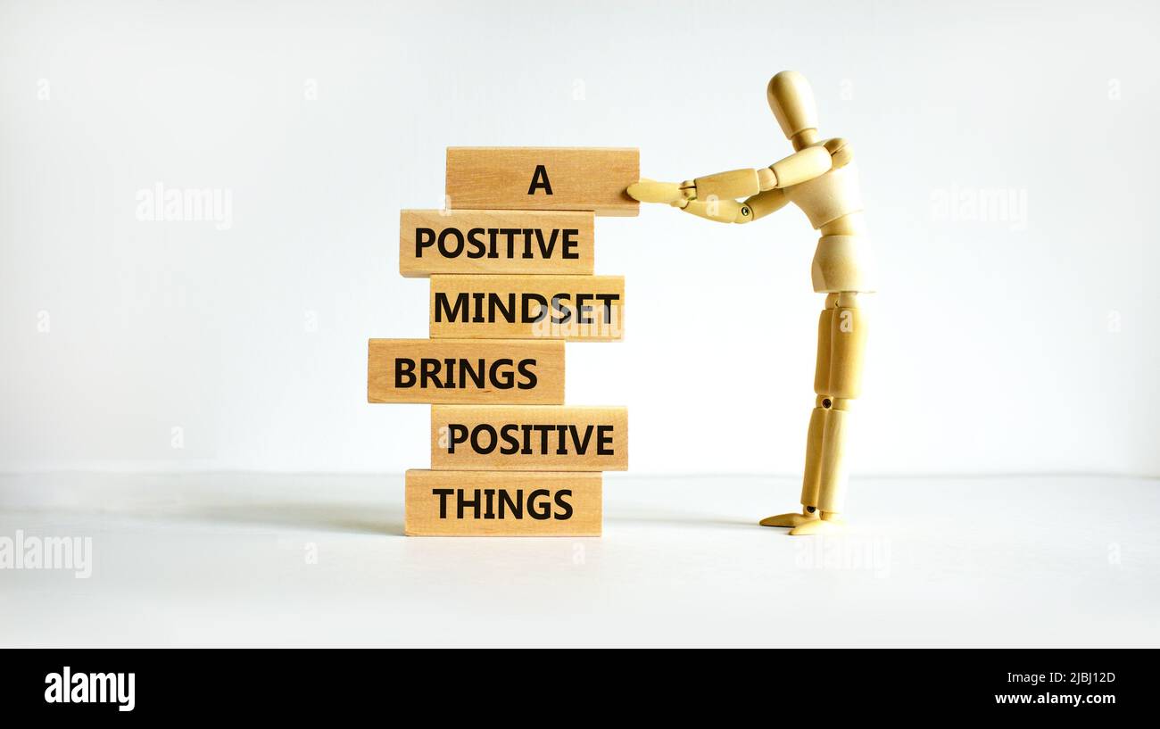 Positive mindset symbol. Wood blocks with words A positive mindset ...