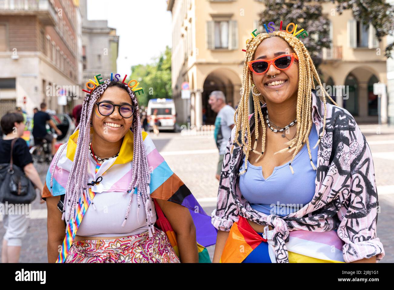 CREMONA, ITALY - JUNE 2022: Gay Pride Parade. People flock to the ...