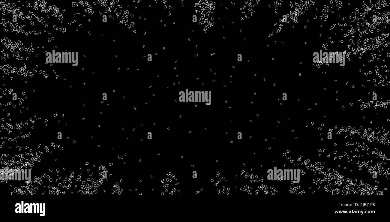 Falling numbers, big data concept. Binary white chaotic flying digits ...