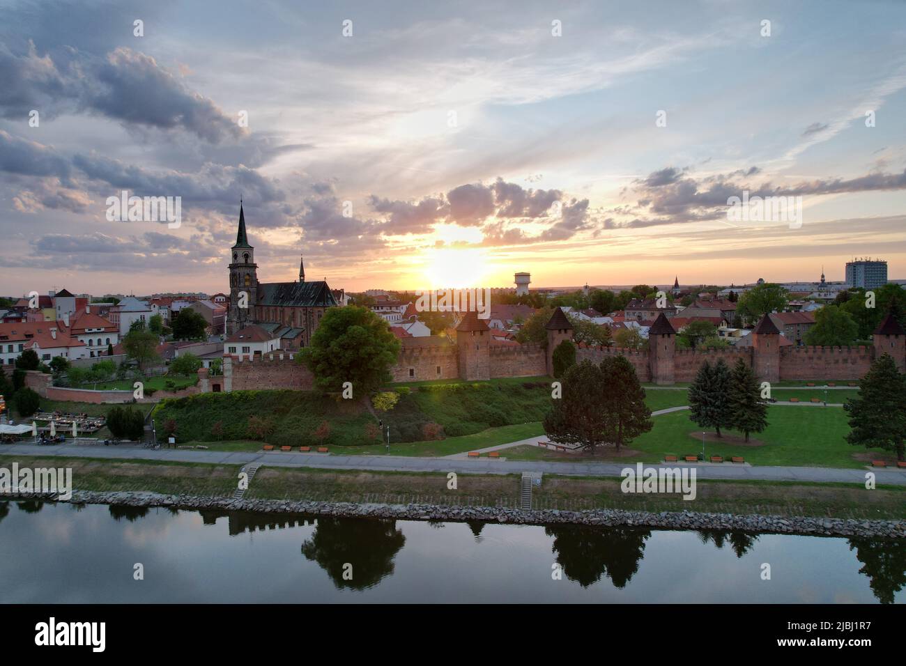 aerial panorama view of Nymburk city, Polabí, Czech republic,Eruope ...