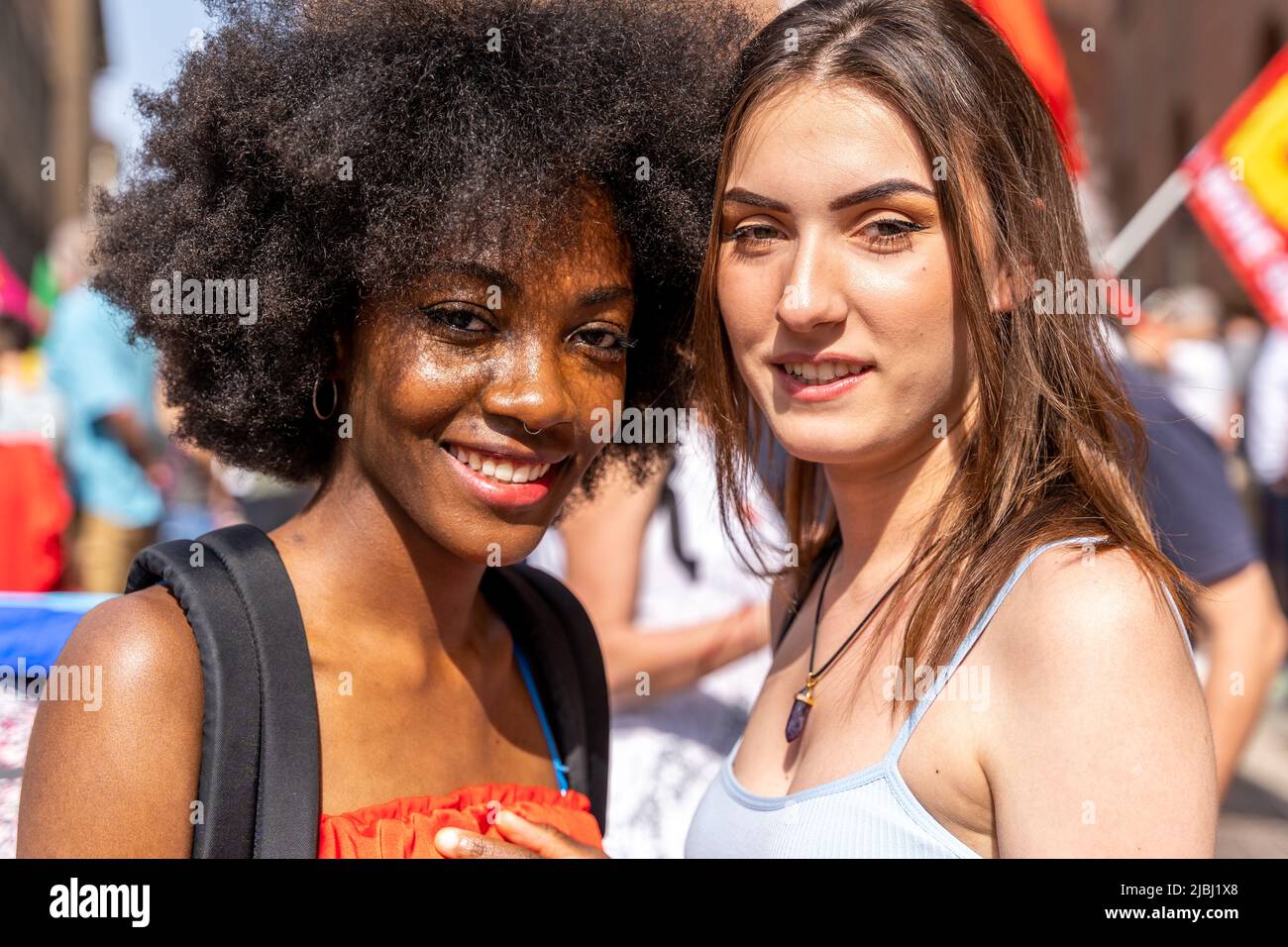 CREMONA, ITALY - JUNE 2022: Gay Pride Parade. People flock to the ...