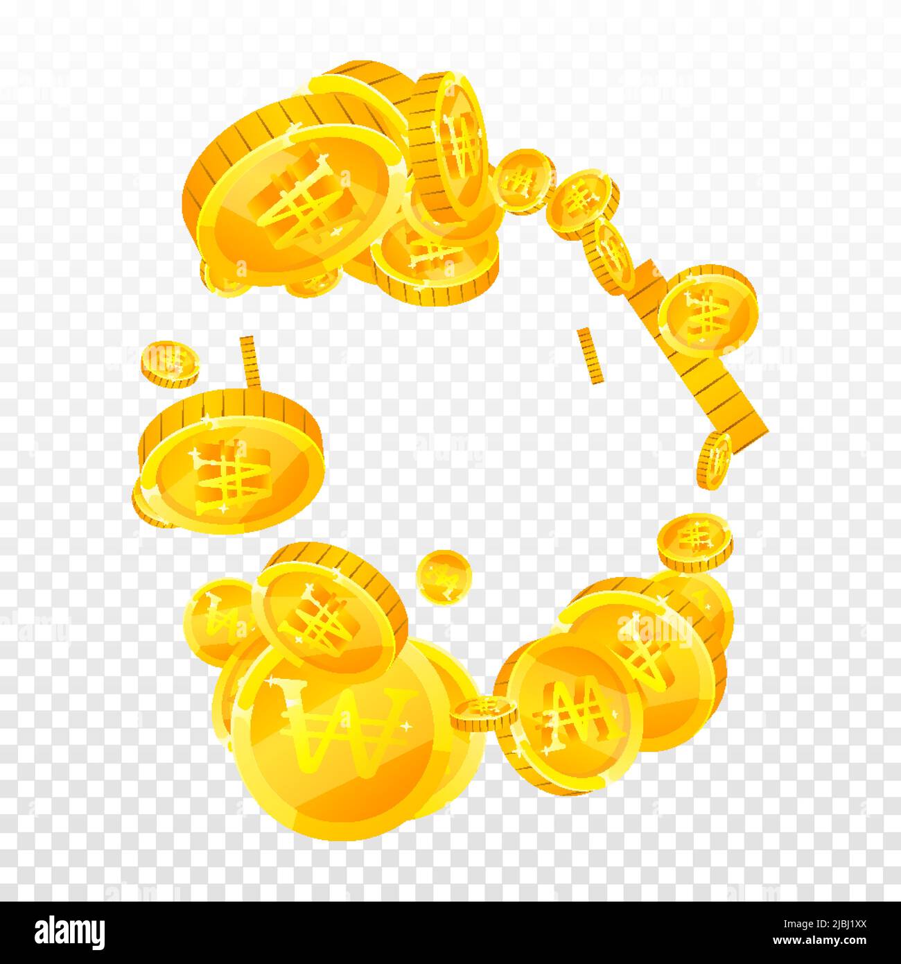 Korean won coins falling. Emotional scattered WON coins. Korea money ...