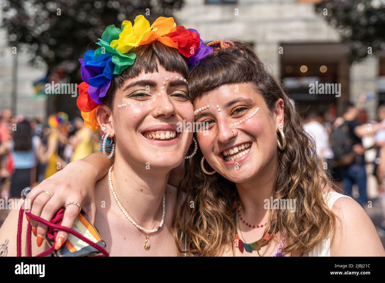 CREMONA, ITALY - JUNE 2022: Gay Pride Parade. People flock to the ...