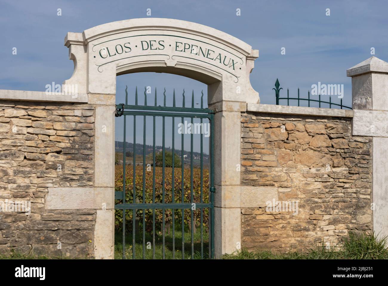 Cote d'Or, Burgundy, France - 15th October 2022 - Ornate gateway in a ...