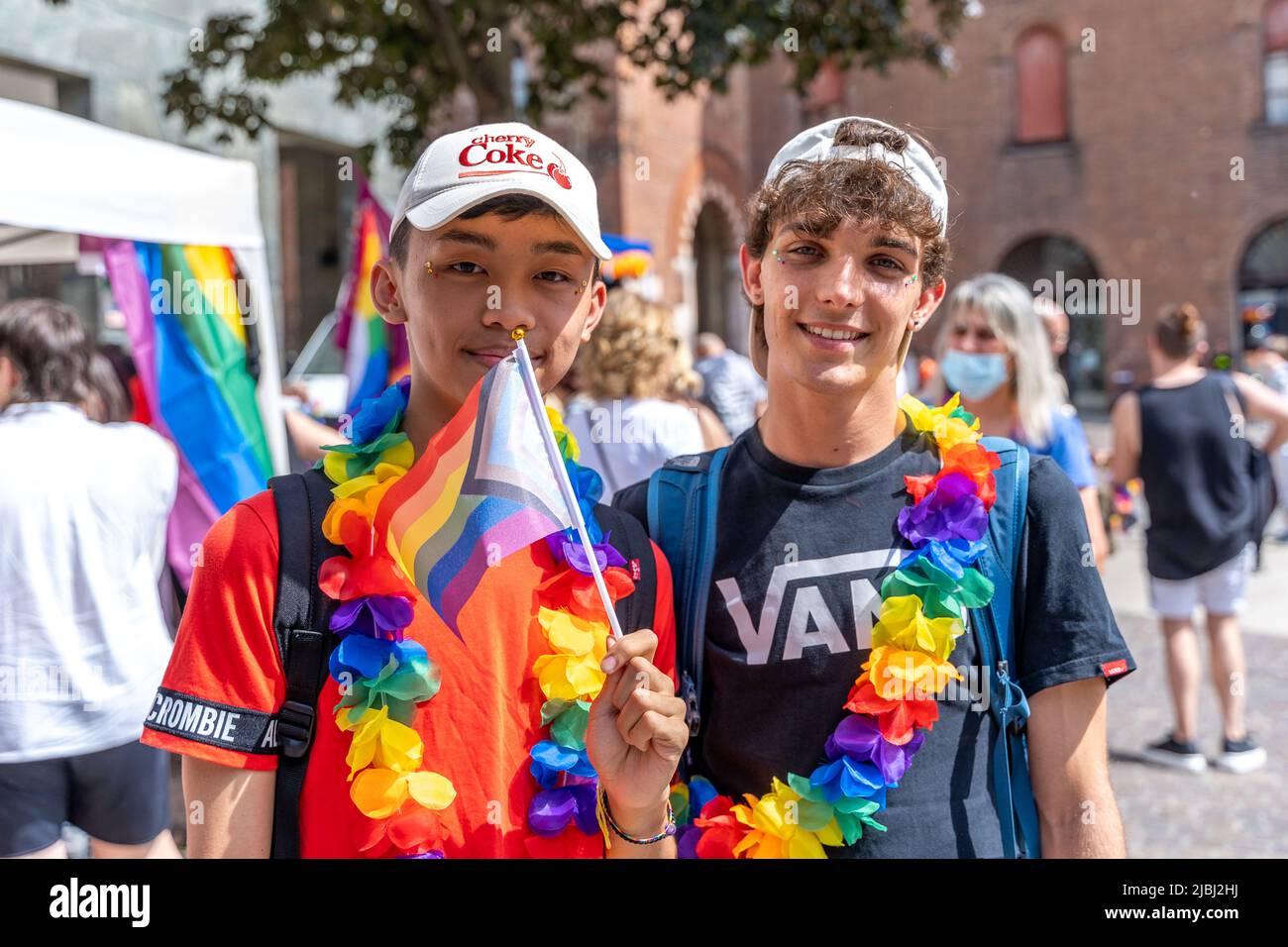 CREMONA, ITALY - JUNE 2022: Gay Pride Parade. People flock to the ...