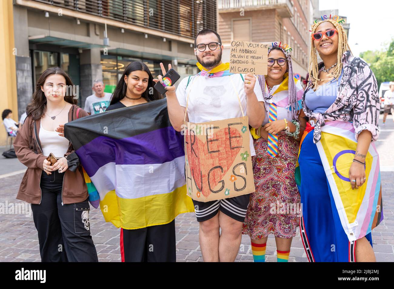 CREMONA, ITALY - JUNE 2022: Gay Pride Parade. People flock to the ...
