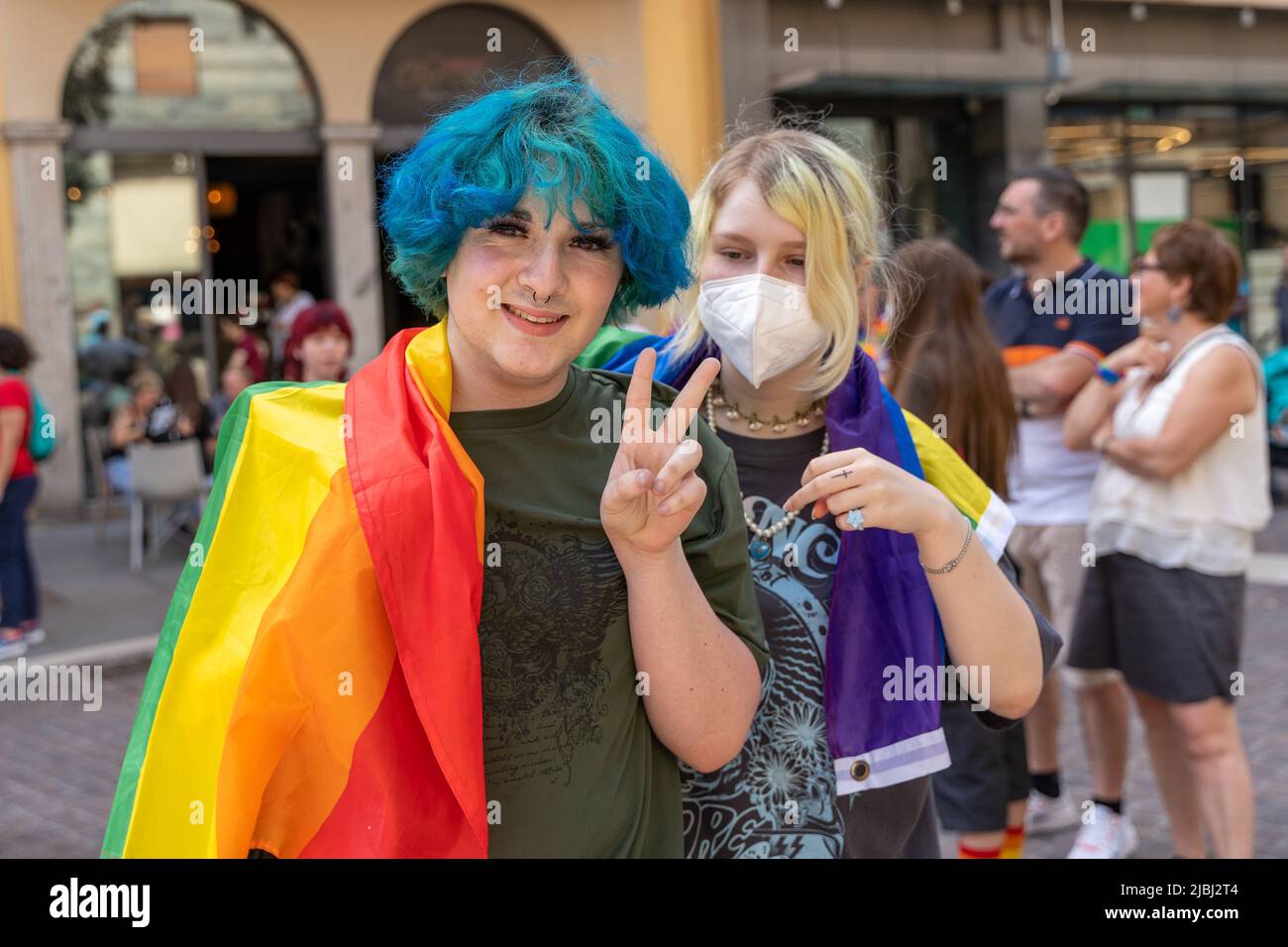CREMONA, ITALY - JUNE 2022: Gay Pride Parade. People flock to the ...