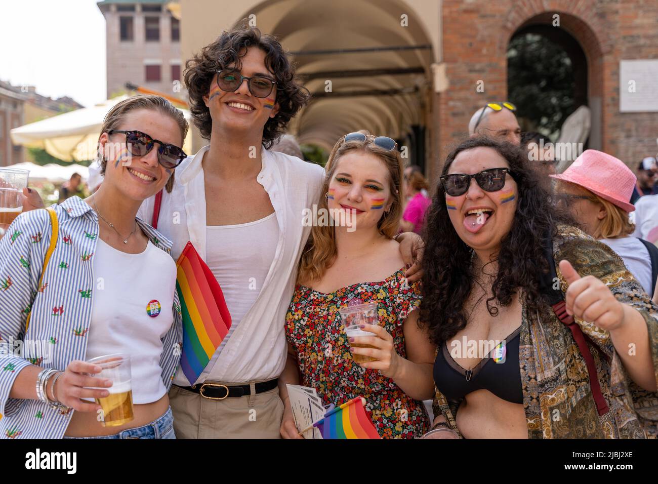 CREMONA, ITALY - JUNE 2022: Gay Pride Parade. People flock to the ...