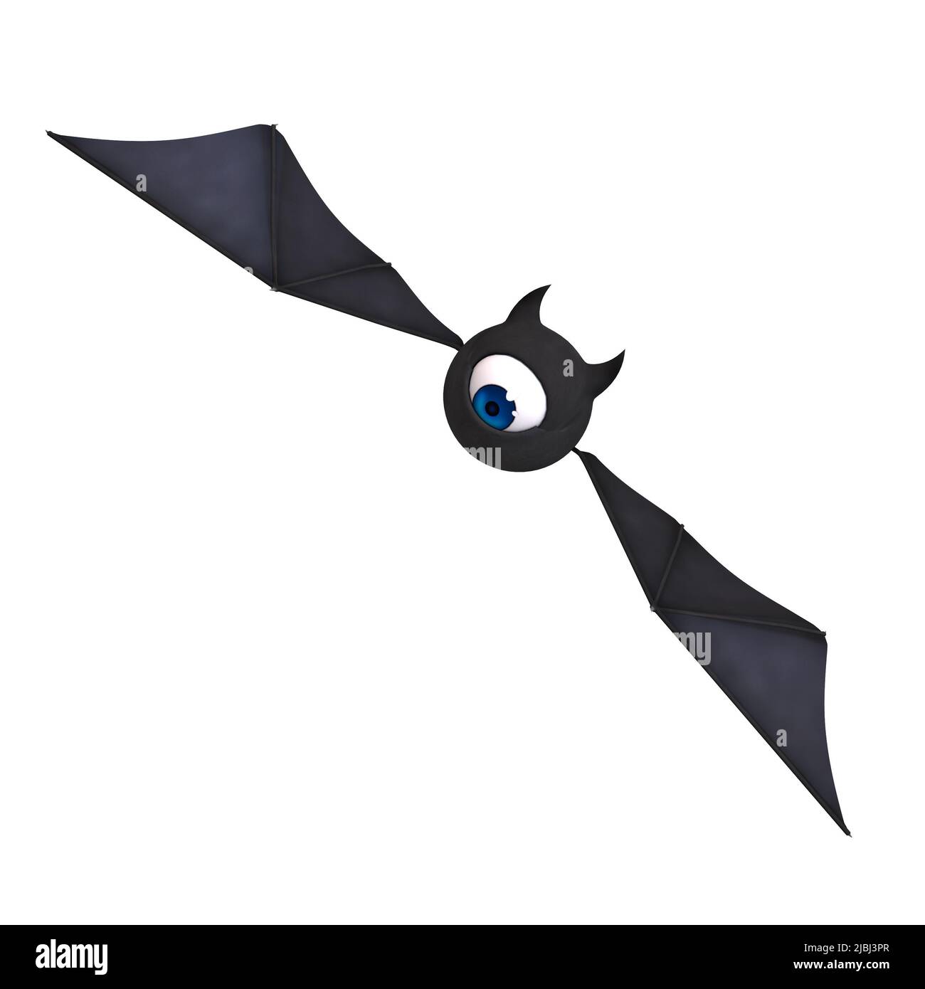 3D-illustration of a cute and funny one-eyed cartoon bat Stock Photo ...