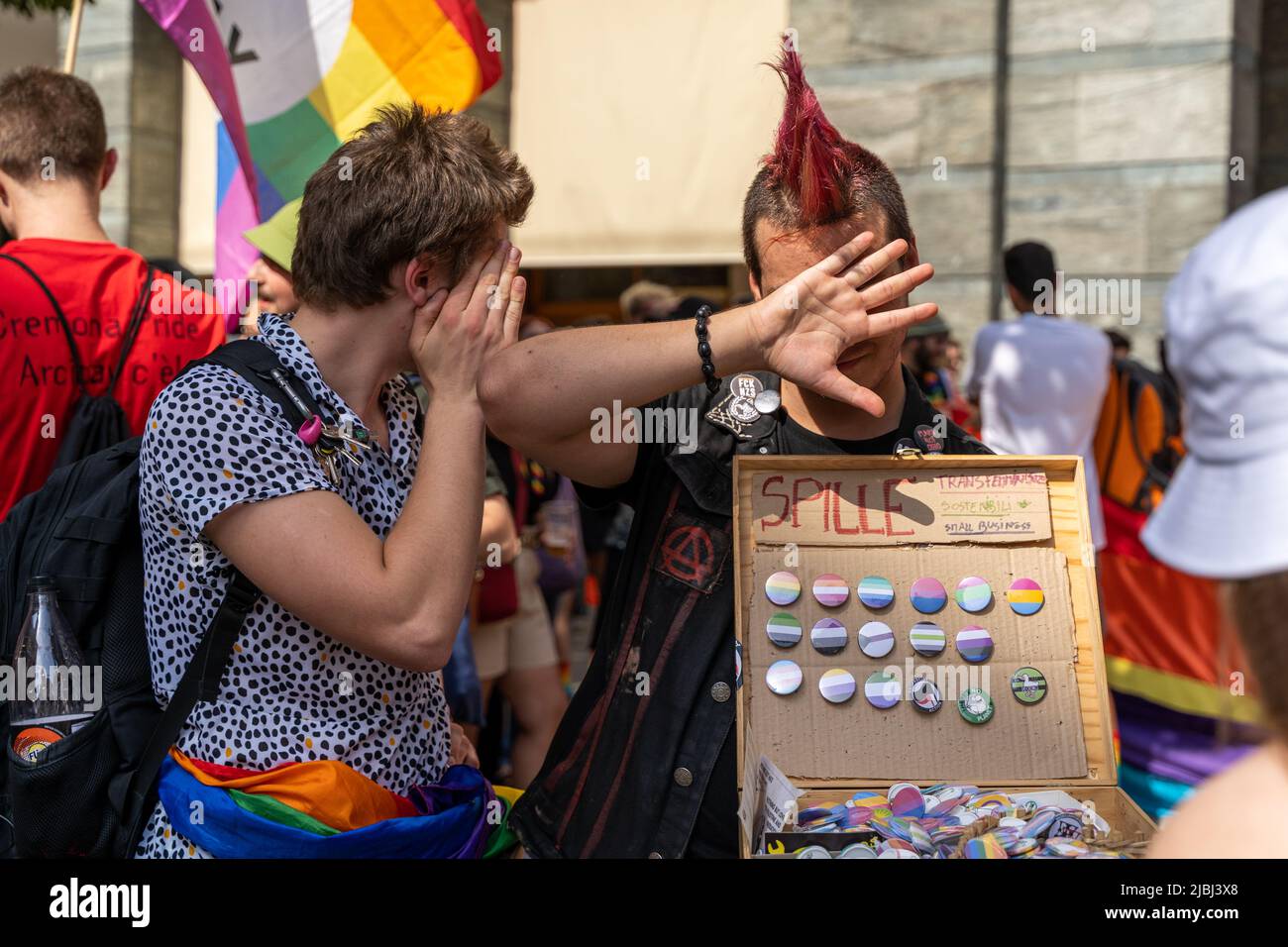 CREMONA, ITALY - JUNE 2022: Gay Pride Parade. People flock to the ...