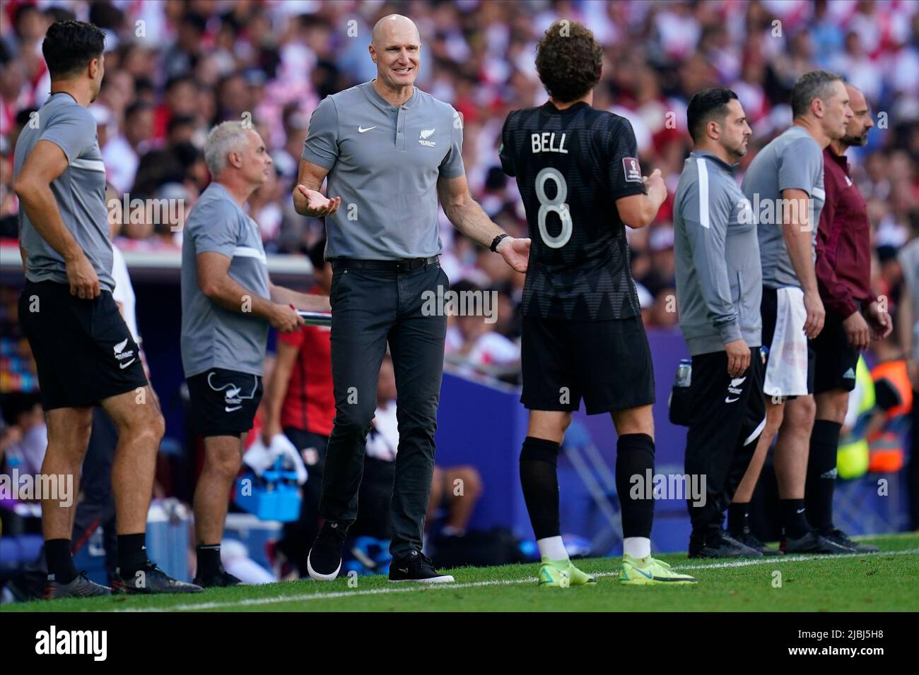 New Zealand head coach Danny Hay and Joe Bell during the friendly match ...