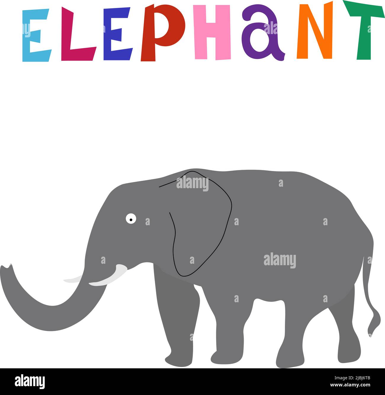 Elephant print with colorful letters. Vector illustration Stock Vector ...