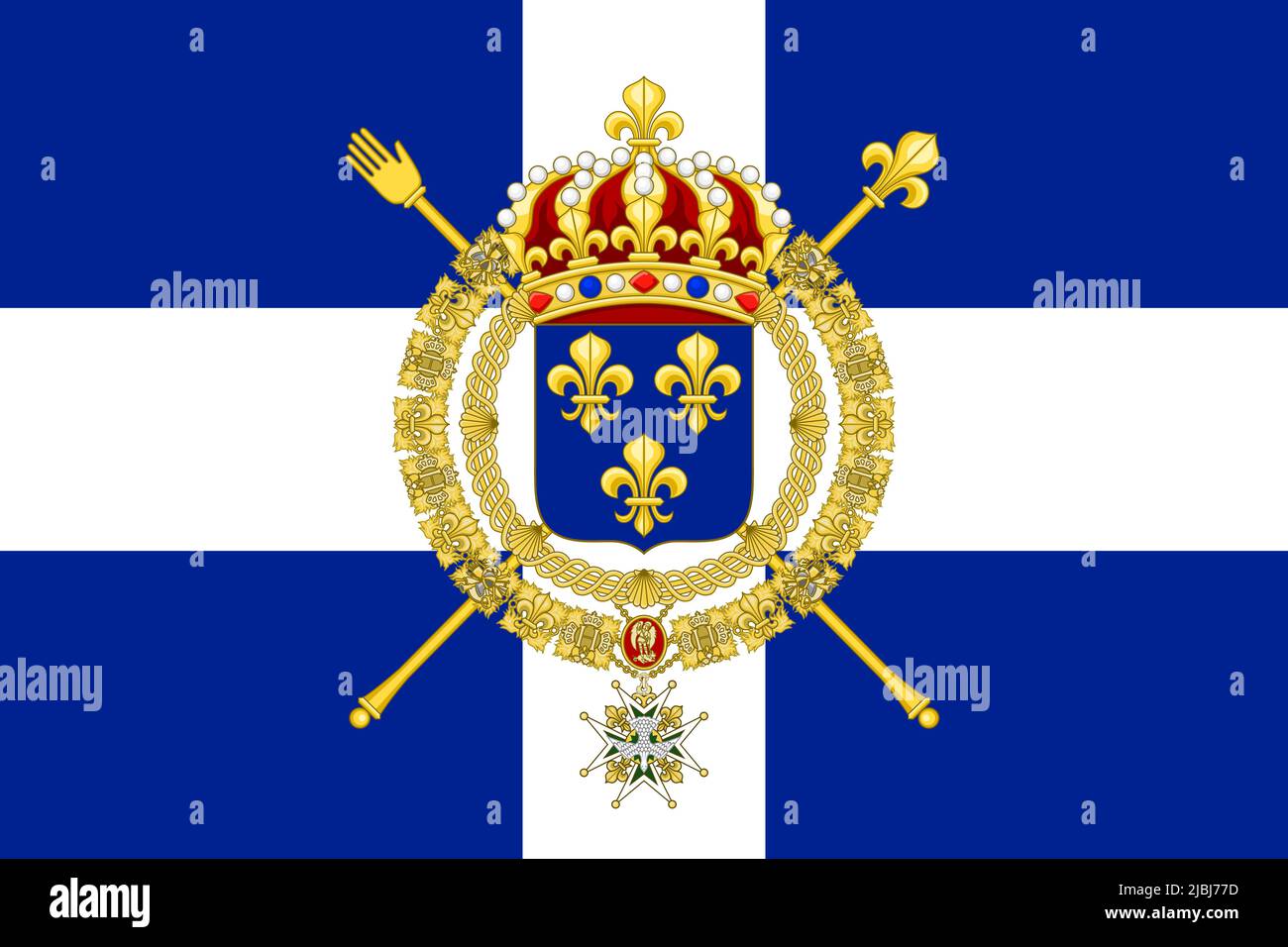 Top view of flag Naval of Kingdom of France, Civil Ensign, France ...