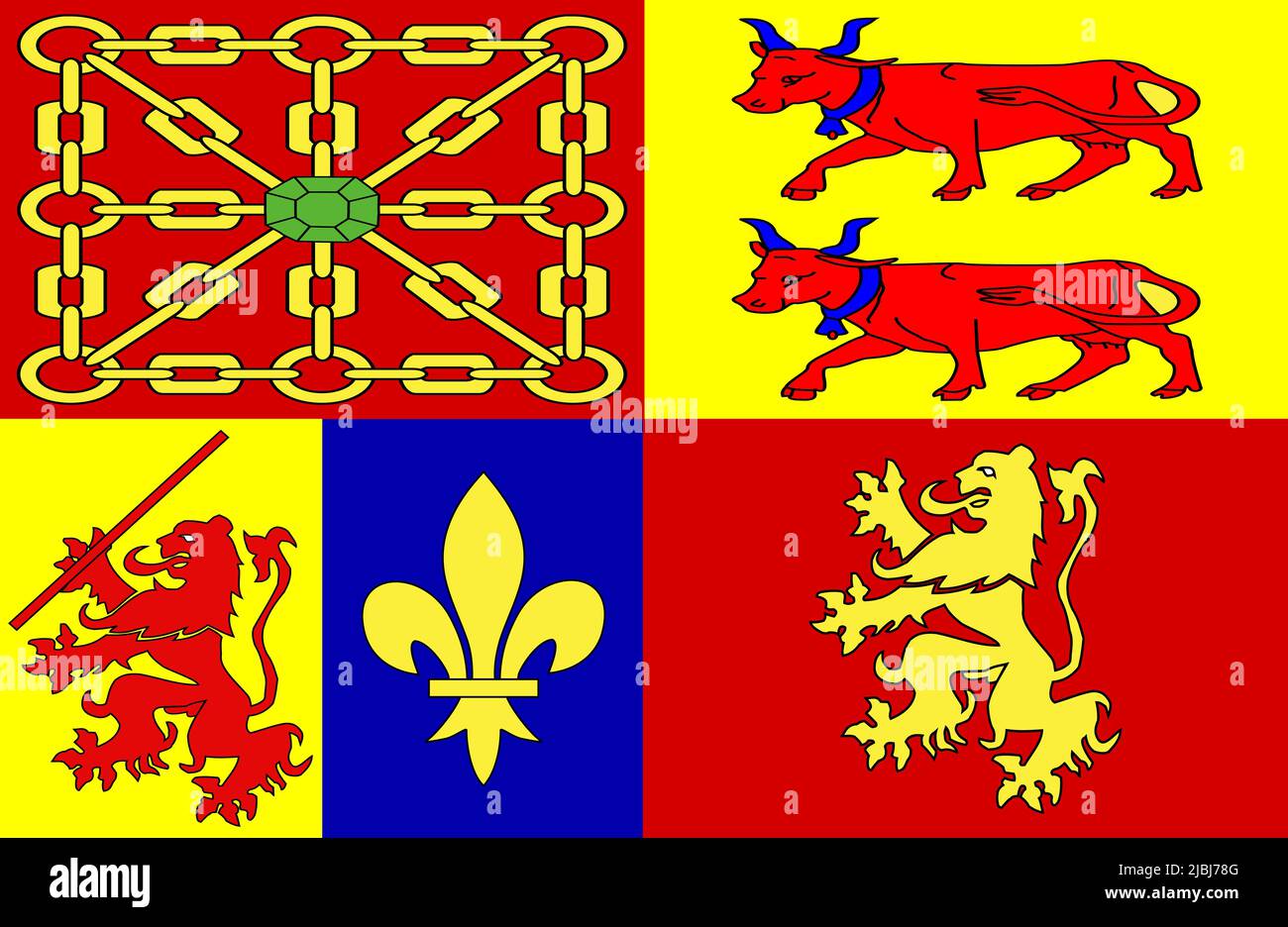 Top view of flag Pyrenees atlantiques, France. French patriot and ...