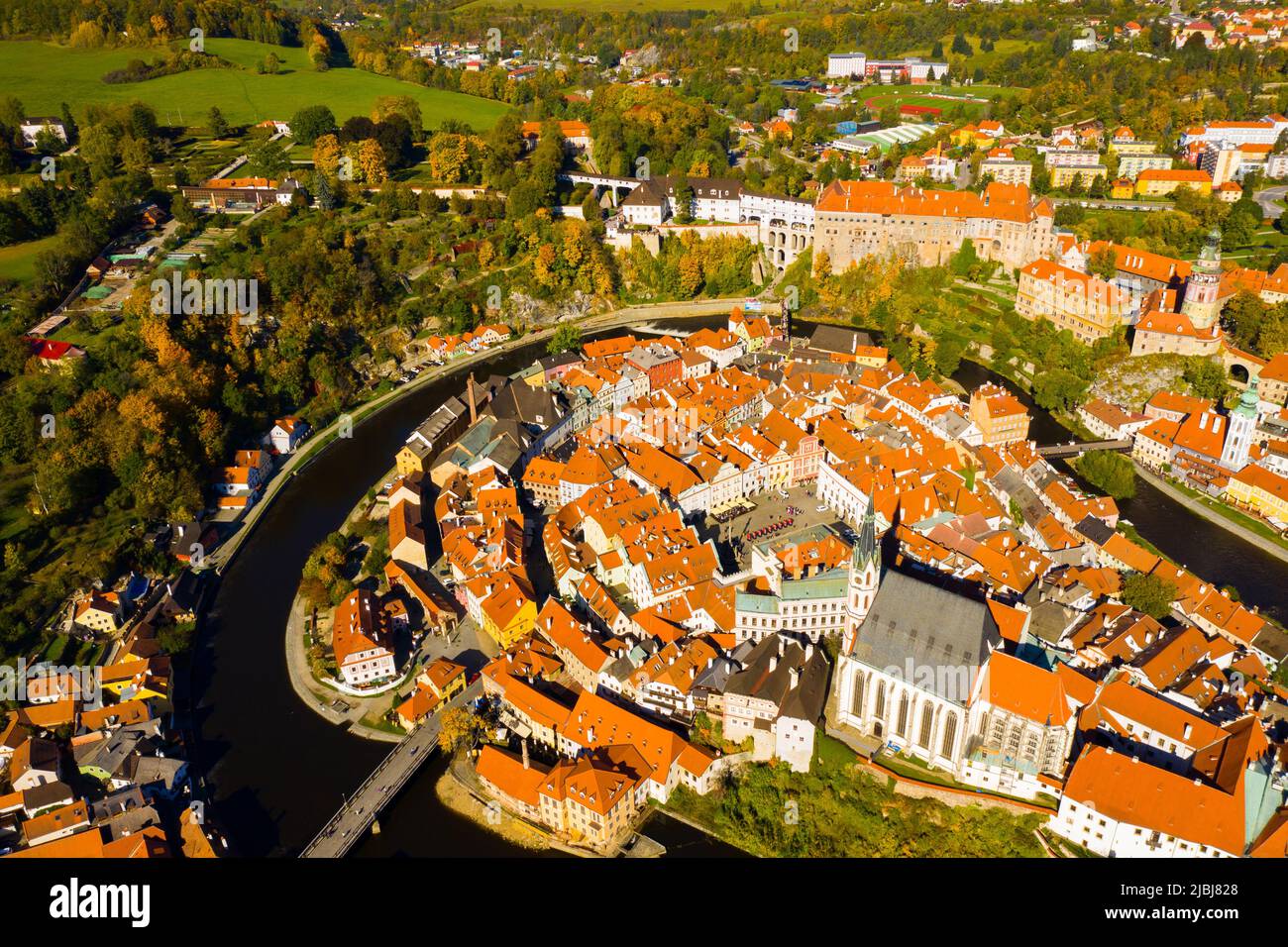 Aerial view of Cesky Krumlov Stock Photo - Alamy
