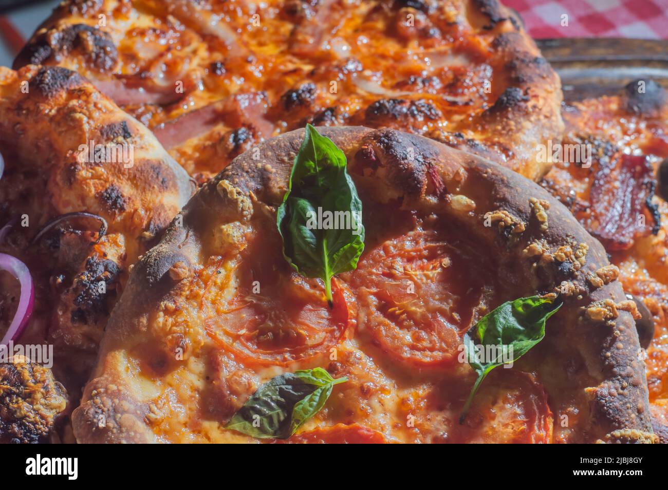 Homemade Italian pizza with natural fermentation, various flavors among ...