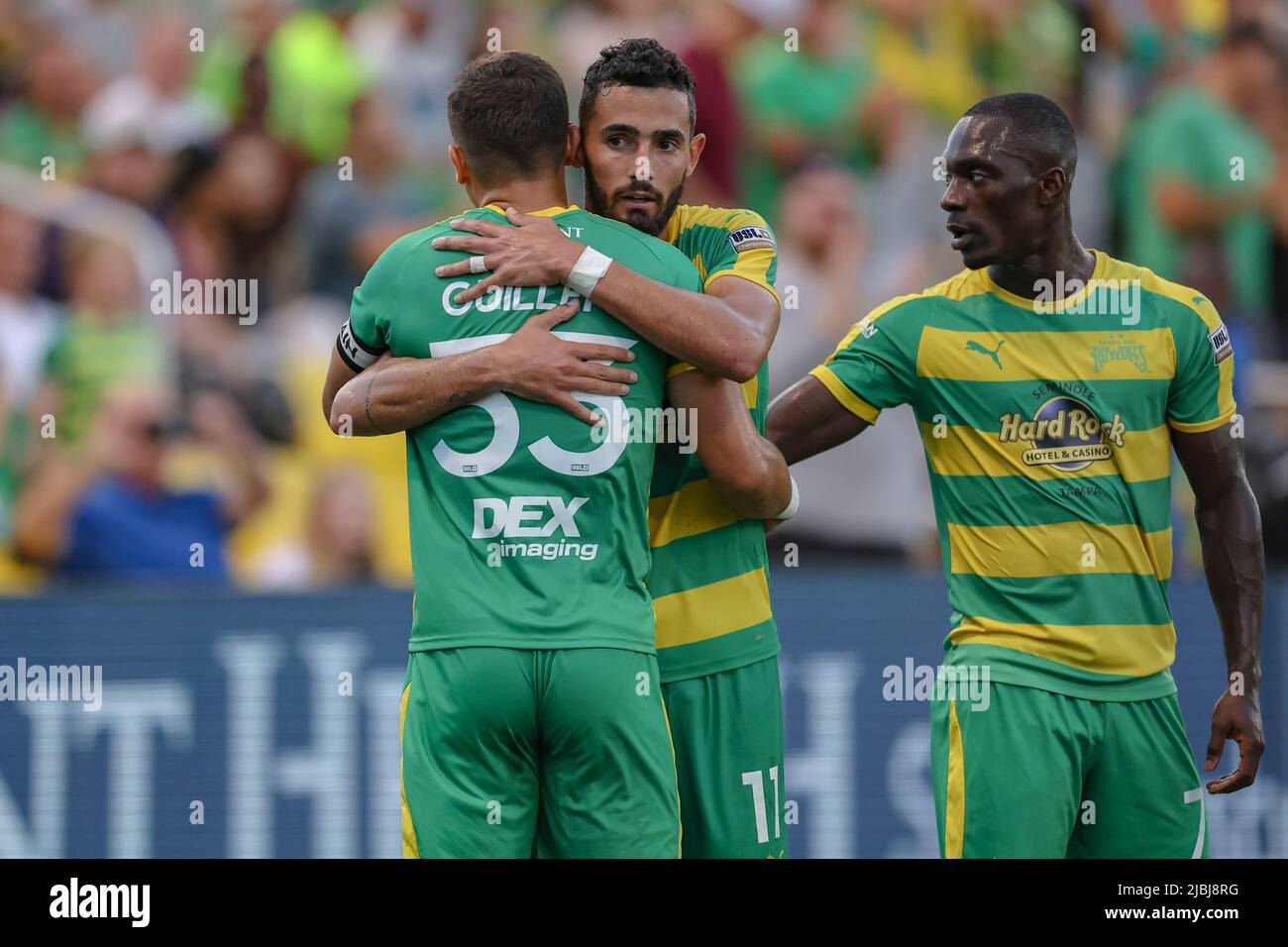 St. Petersburg, FL: Tampa Bay Rowdies defender Aaron Guillen (33) hugs ...
