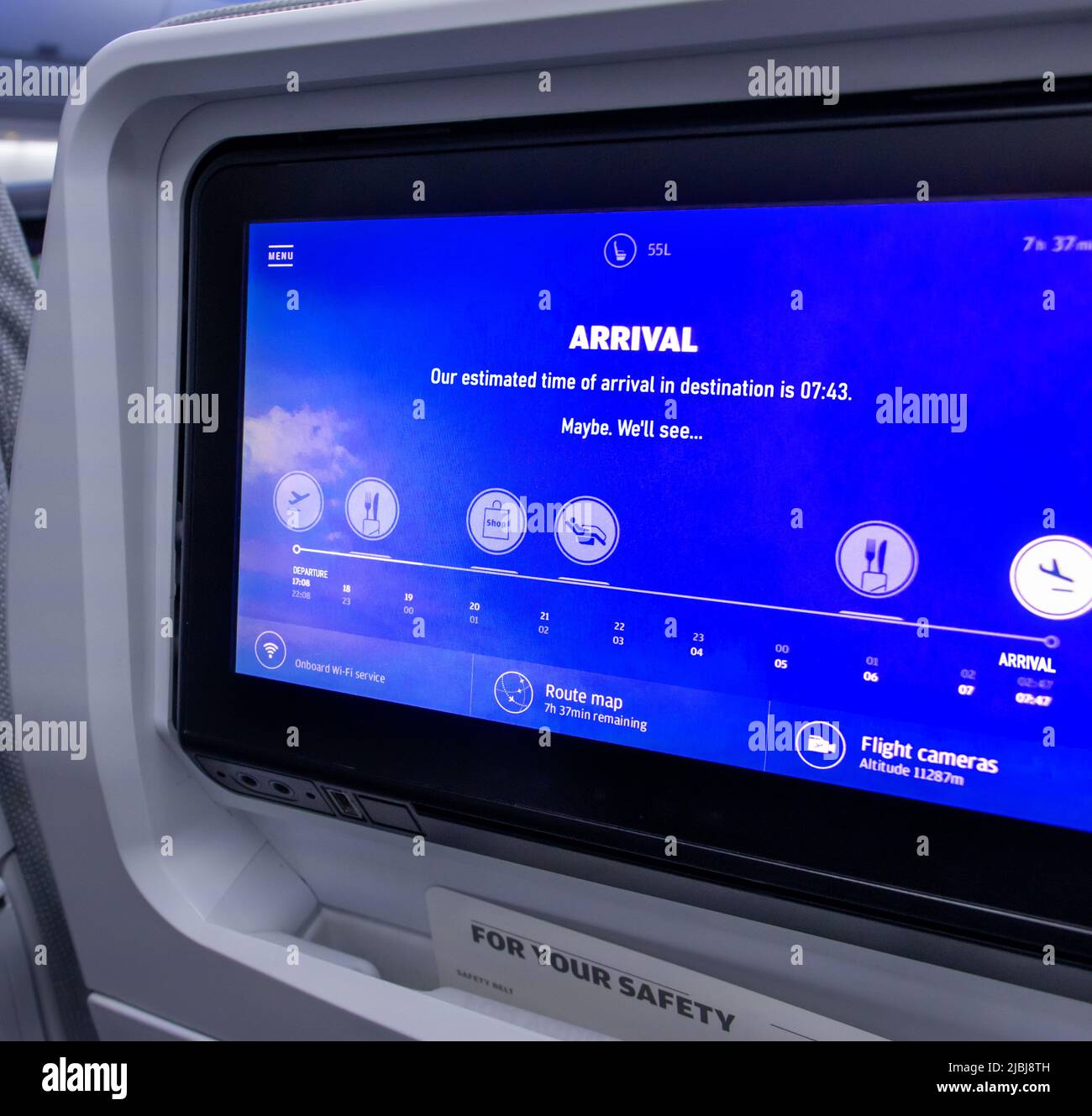 The monitor in the aircraft displays information about the unknown time ...