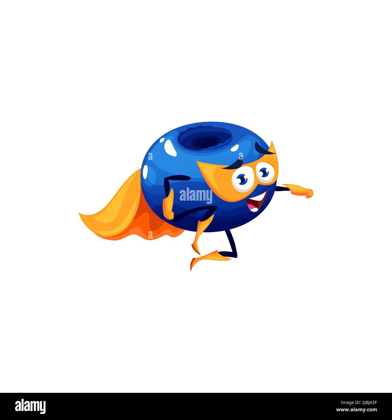 Funny blueberry flying character, cartoon bilberry superhero. Isolated ...