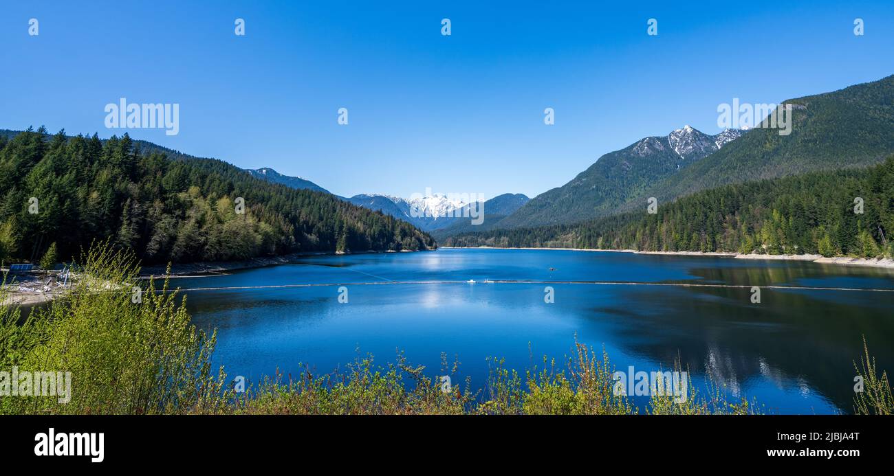Capilano Lake reservoir Capilano watershed in springtime sunny day ...
