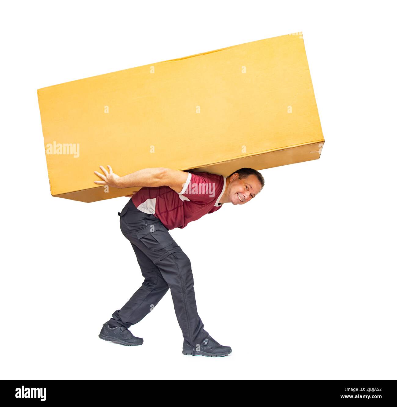 Delivery man carrying large box hi-res stock photography and images - Alamy