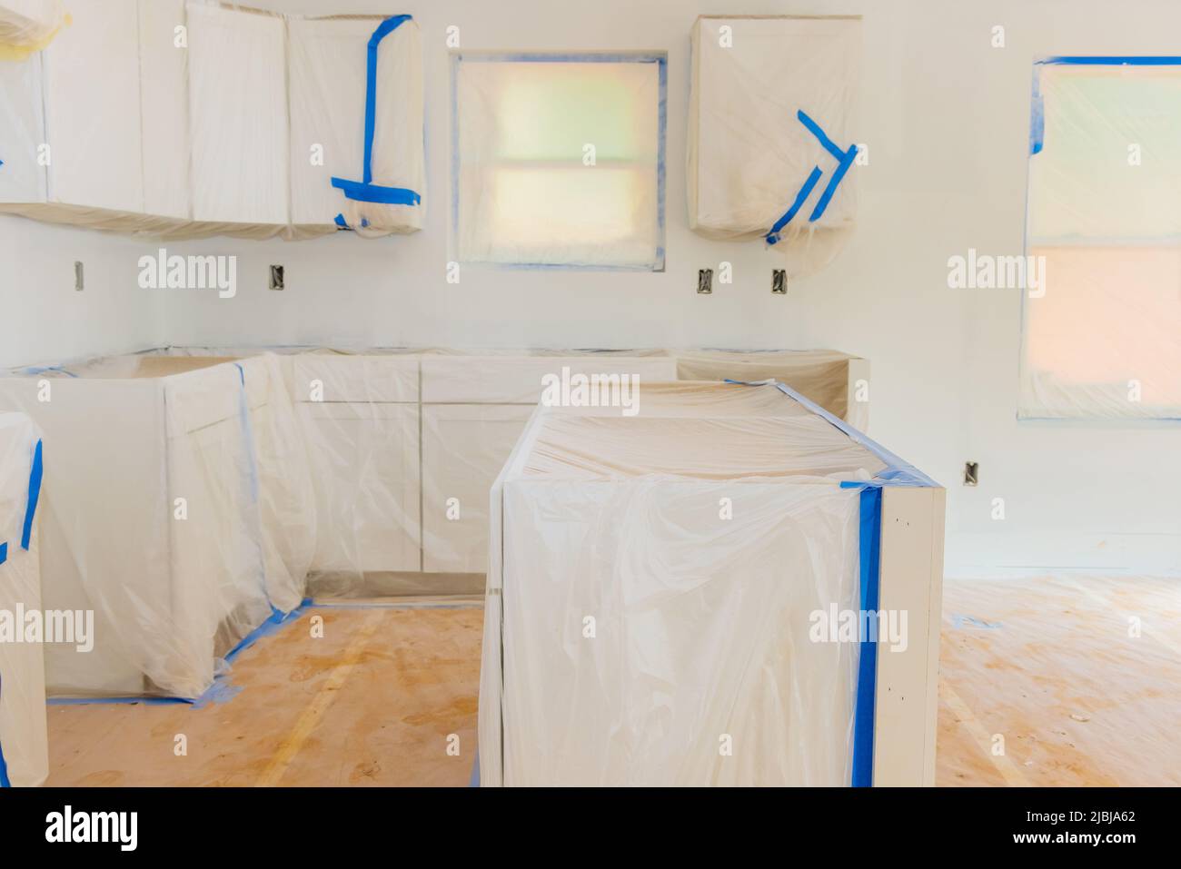 Home renovation kitchen in process of repair finishing works Stock ...