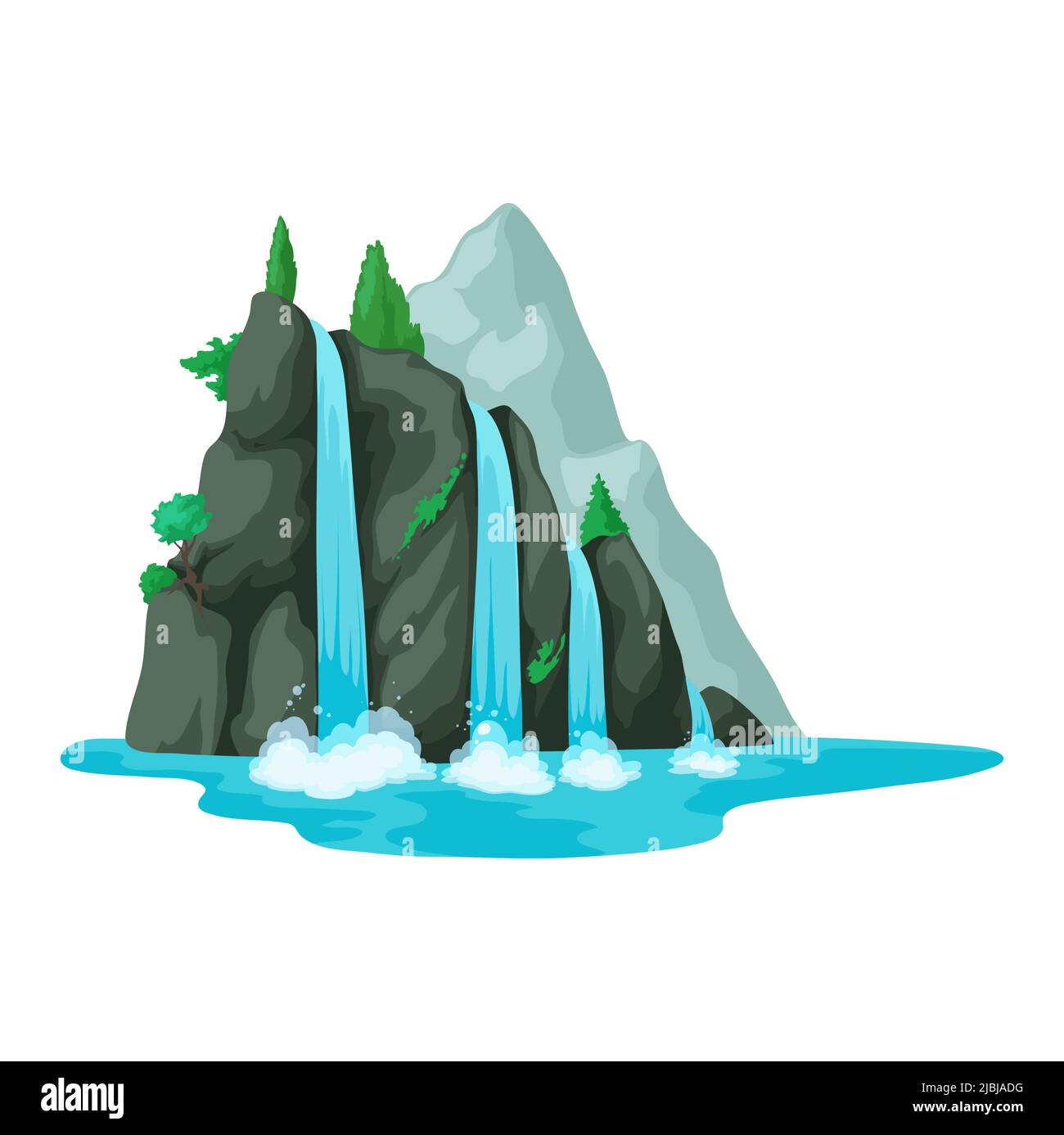 River waterfall, water streams falling from rocks between stones, water ...