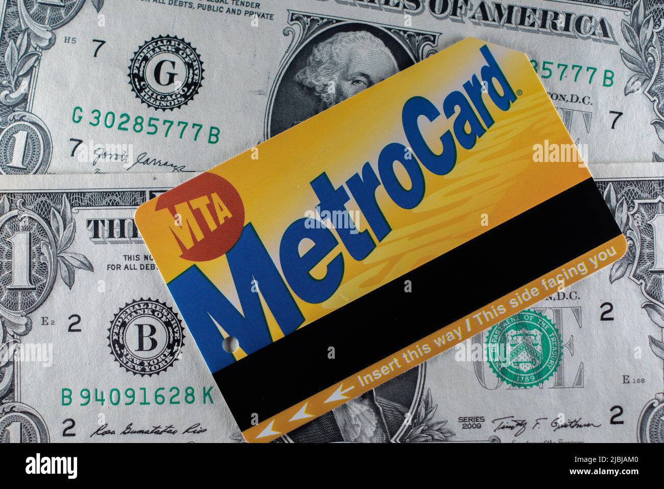 Manhattan, New York/USA - March 26. 2021: NYC Metro Card on one Dollar ...